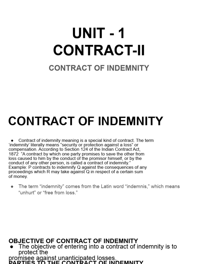 Contract of Indemnity Explained | PDF | Guarantee | Indemnity