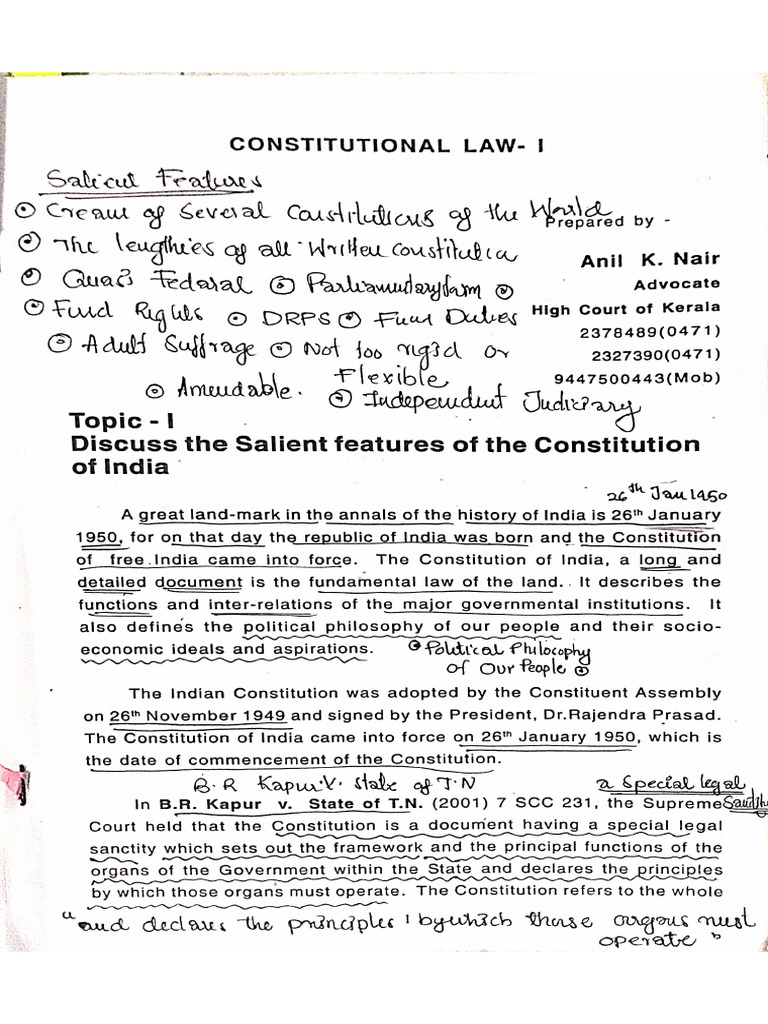 Constitution 1 Notes | PDF