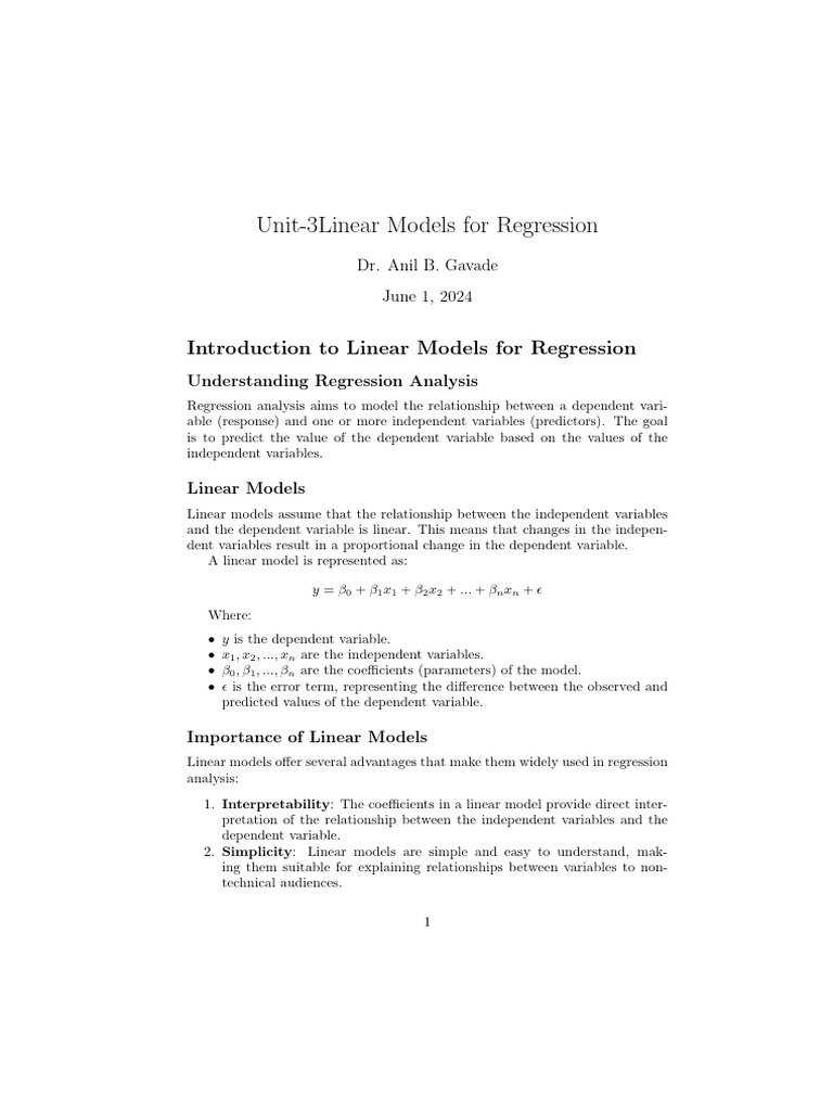 ML_unit3 | PDF | Regression Analysis | Linear Regression