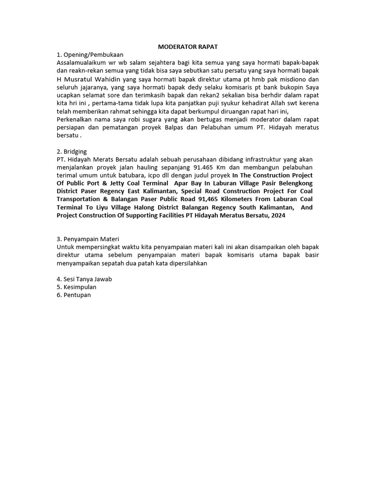 Contoh Teks Pembukaan Rapat Moderator | PDF | Sains & Matematika ...