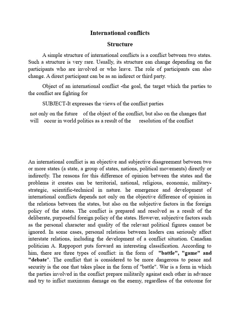 International Conflicts | PDF | Market (Economics) | International ...