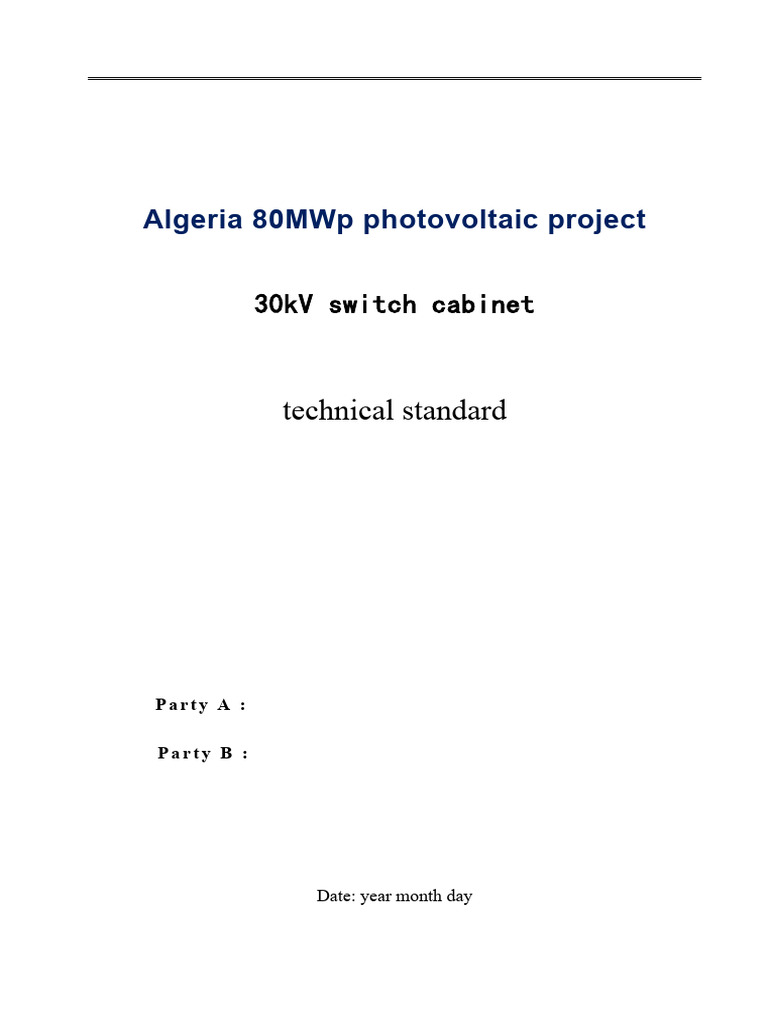 Technical Standards for 30kV Switch Cabinet | PDF | Switch | Transformer