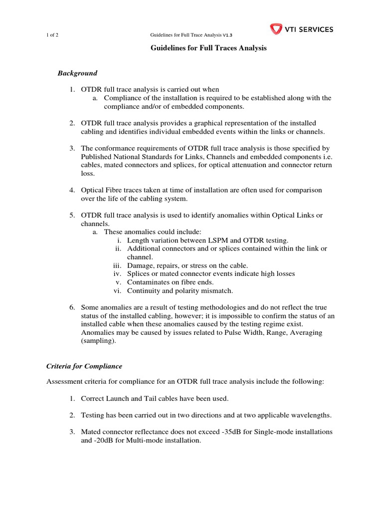 Guidelines For Full Trace Analysis V1.3 | PDF | Fiber Optic ...