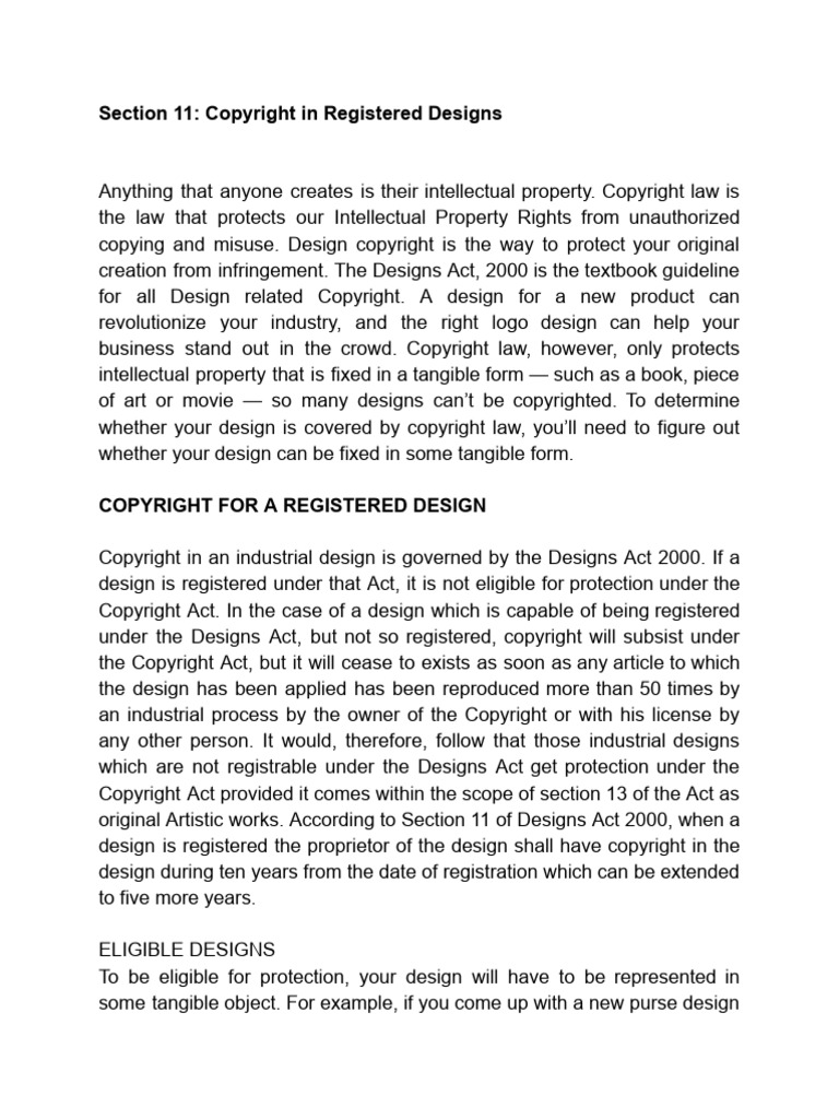 Copyright in Registered Designs Explained | PDF | Copyright | Copyright ...