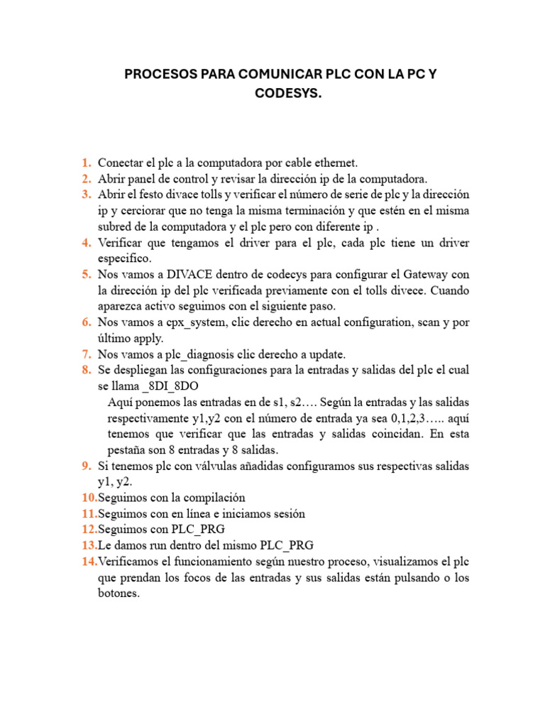 Procesos para Comunicar PLC Con La PC y Codesys | PDF