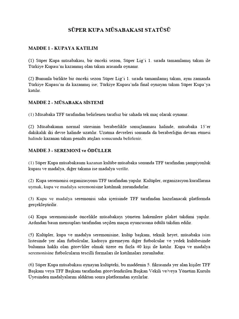 2019 2020 Super Kupa Statu | PDF