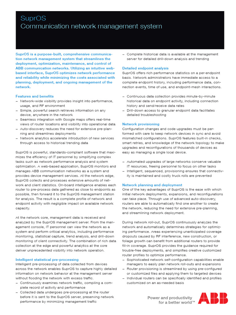 SuprOS Communication Network Management System | PDF | Computer Network | Router (Computing)