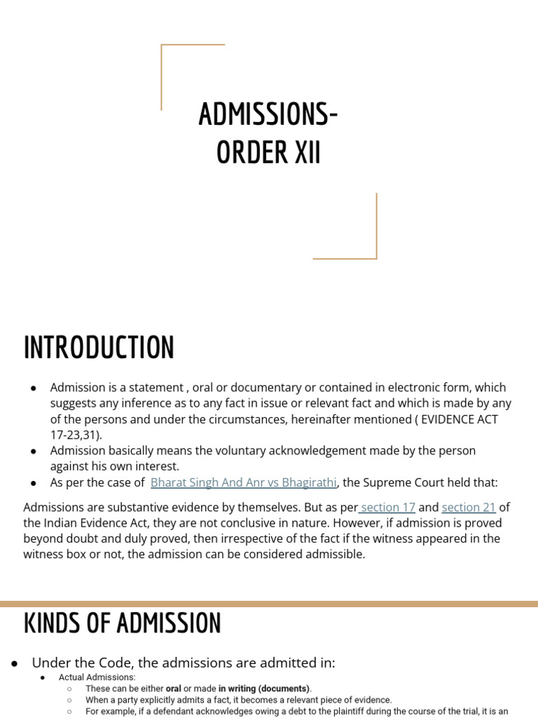 Admissions - Order Xii | Download Free PDF | Lawsuit | Pleading
