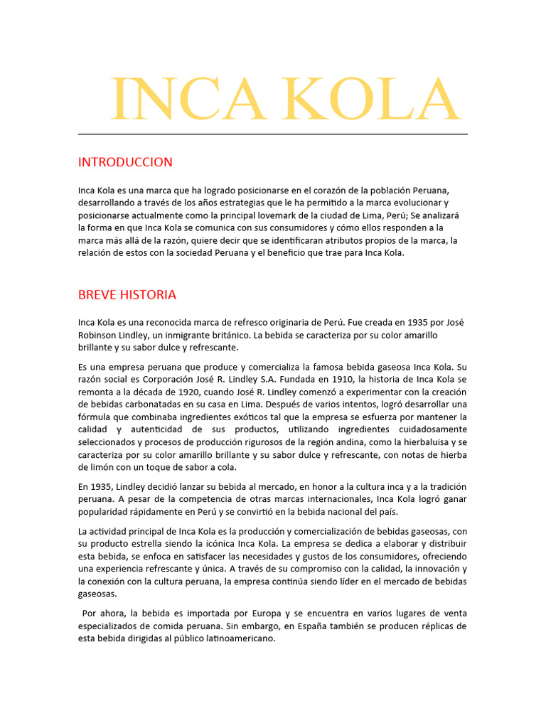 Inca Kola | PDF | Economias