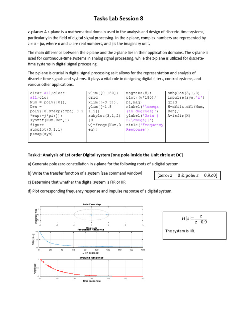 Z-transform analysis; IIR vs FIR system | PDF | Telecommunications ...