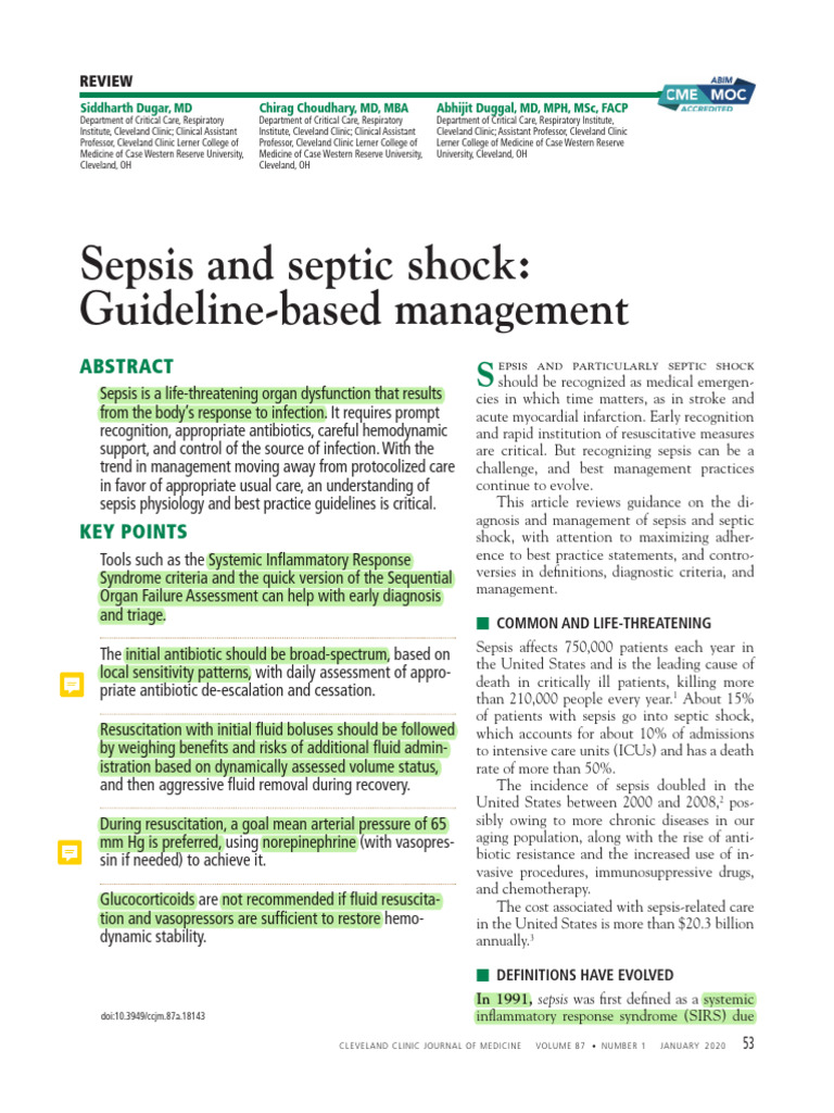Sepsis - and - Septic - Shock (SUBRAYADO) | PDF | Sepsis | Shock ...