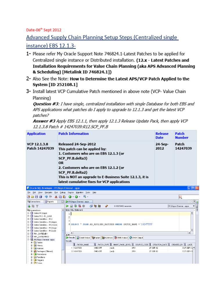 Advanced Supply Chain Planning Setup Steps | PDF | Sql | Pl/Sql