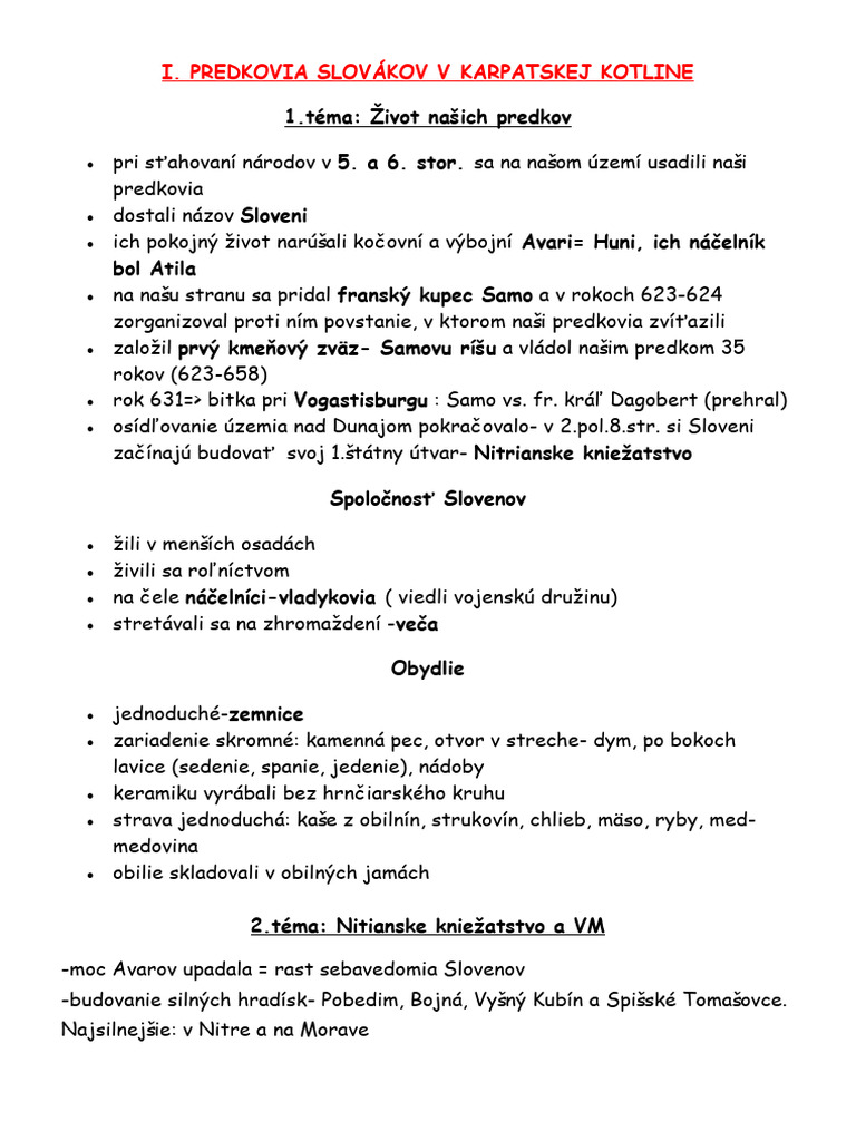 Poznámky Z Dejepisu Pre 7.ročník | PDF