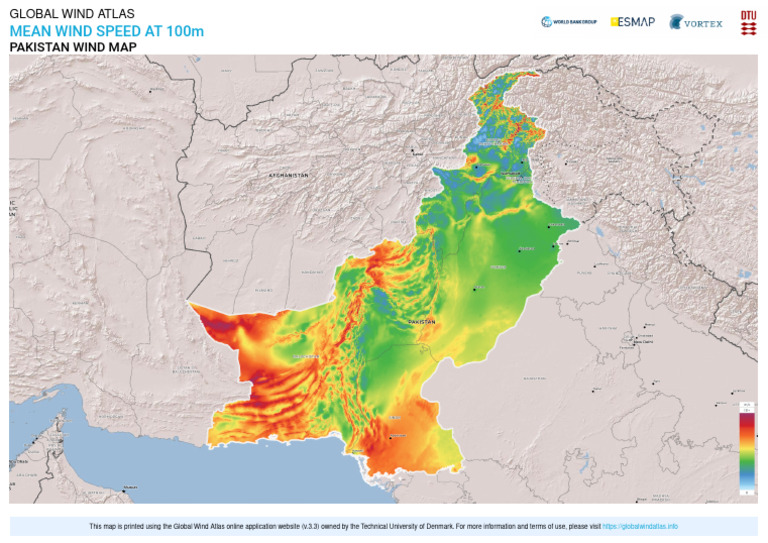 Pakistan Wind Speed Map 100m | PDF