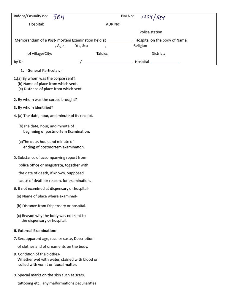 Post Mortem Certificate | PDF | Lung | Abdomen
