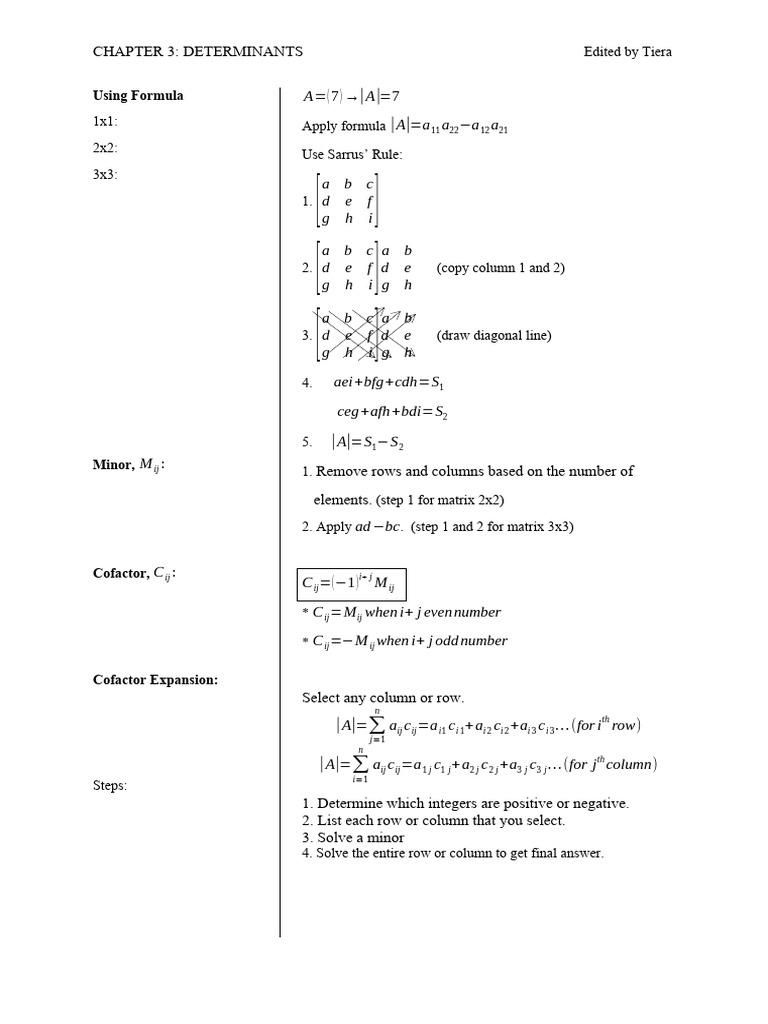 Chapter 3 Determinants (MAT263) | PDF | Determinant | Mathematical Analysis