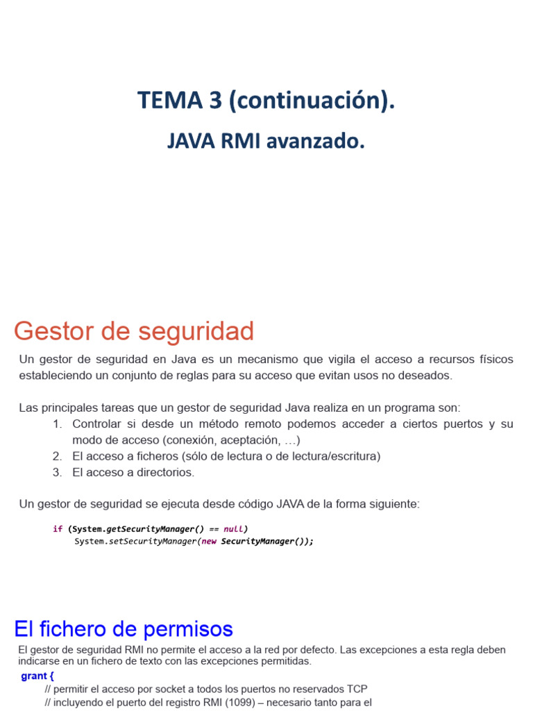 Gestor de Seguridad en Java RMI | PDF | Java (lenguaje de programación ...