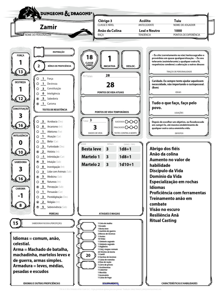 Zamir D&D Atual | PDF | Sabedoria