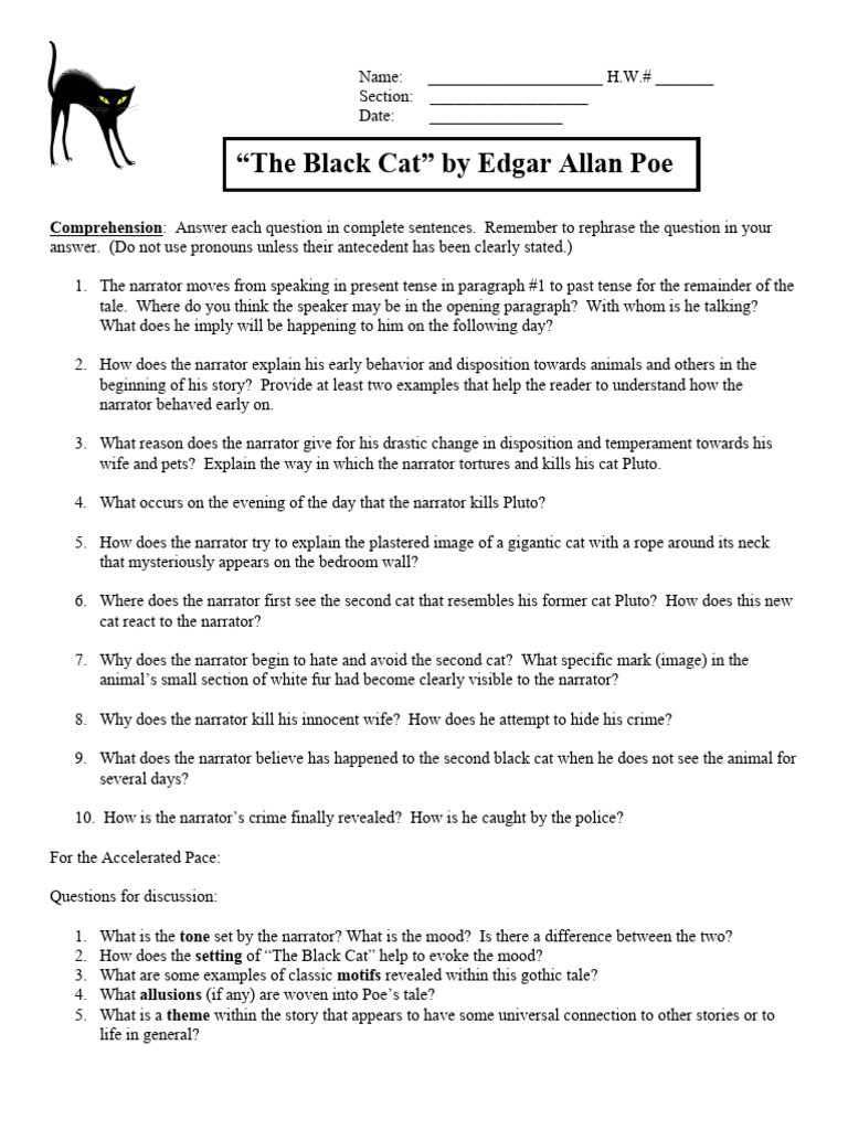 Discussion Questions for "The Black Cat" | PDF