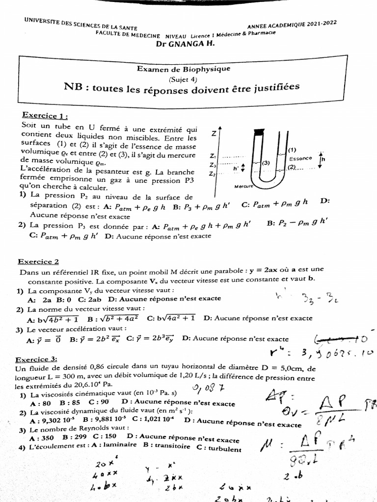 Receuil de Sujets Physique Biophysique (Névrose) | PDF