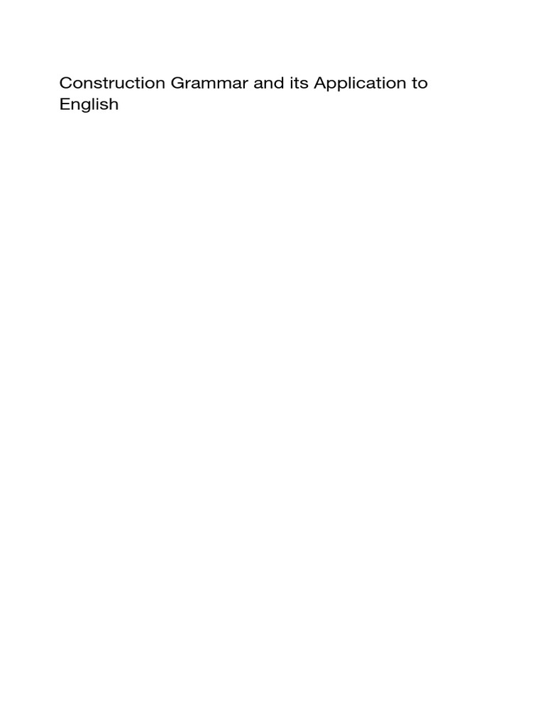 Construction Grammar and Its Application To English | PDF | Idiom ...