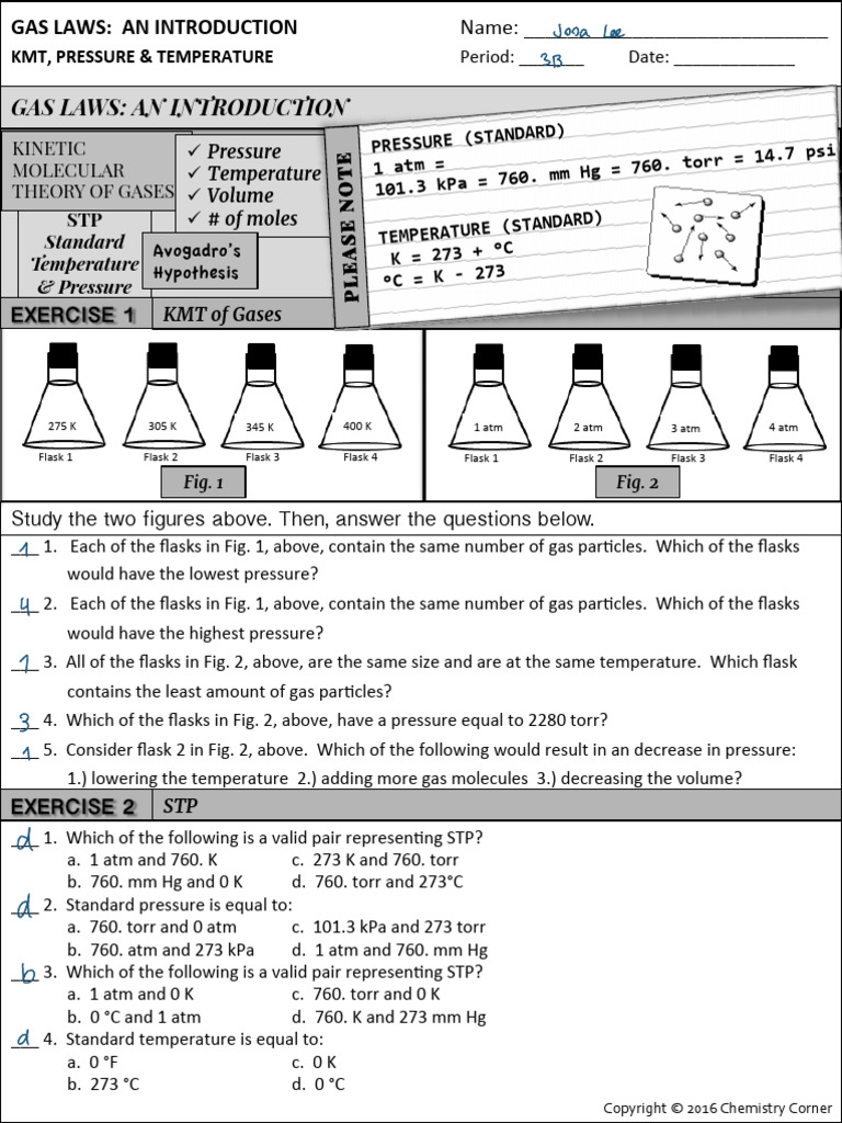 Chemistry Worksheet 13.1 - Gas Laws | Download Free PDF | Atmospheric ...