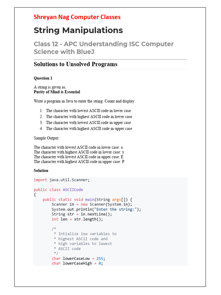 APC Class 12 String Manipulations Solved | PDF | String (Computer Science) | Punctuation