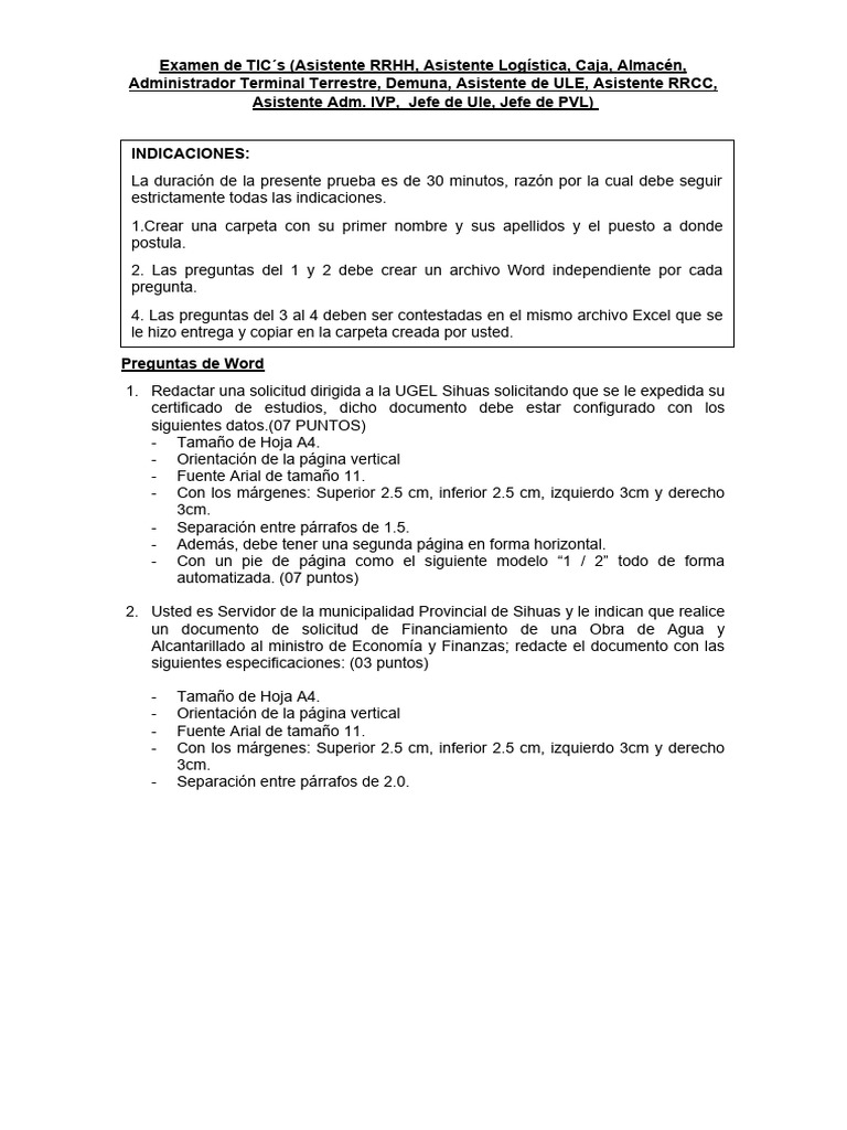 Asistente RRHH, Asistente Logística, Caja, Almacén, Administrador Terminal Terrestre, Demuna ...