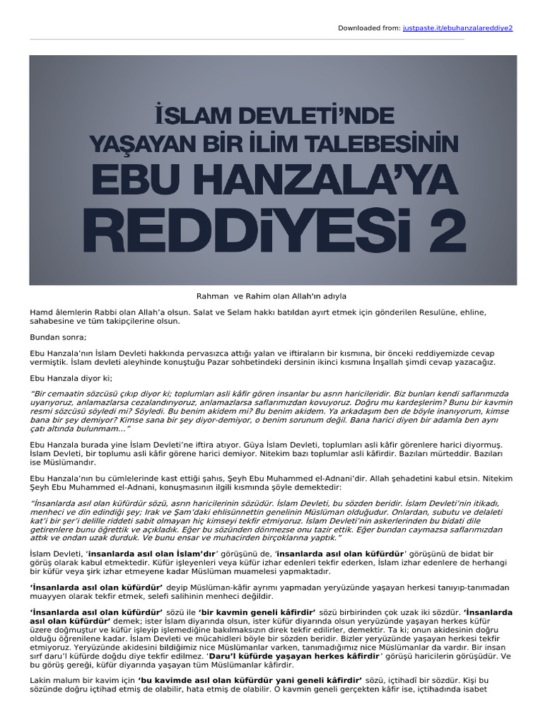 Ebu Hanzala'ya Reddiye 2 | PDF