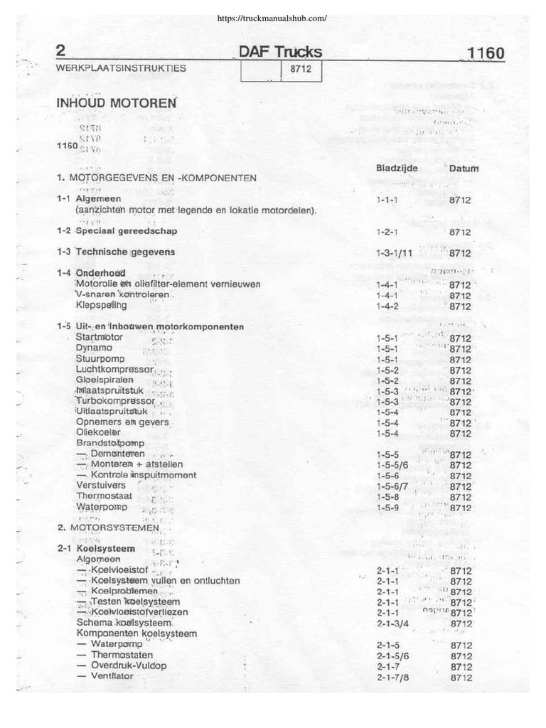 DAF 1160 Maintenance Manual | PDF