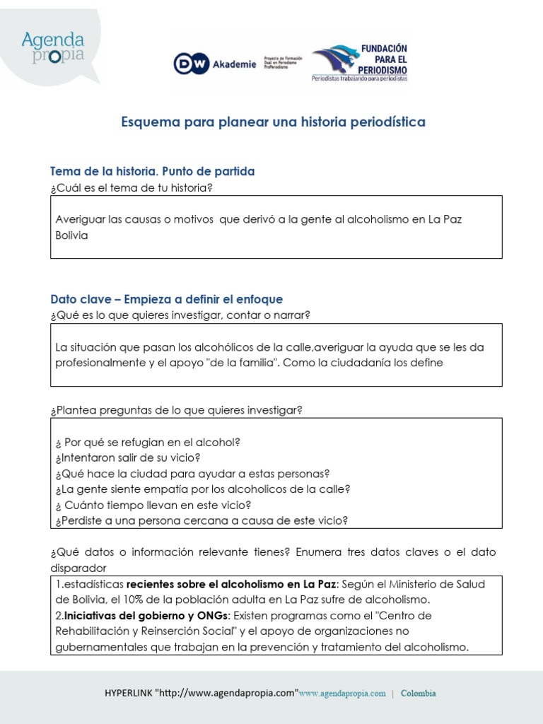 Ficha de Planificación para Elaborar El Reportaje | PDF | Alcoholismo