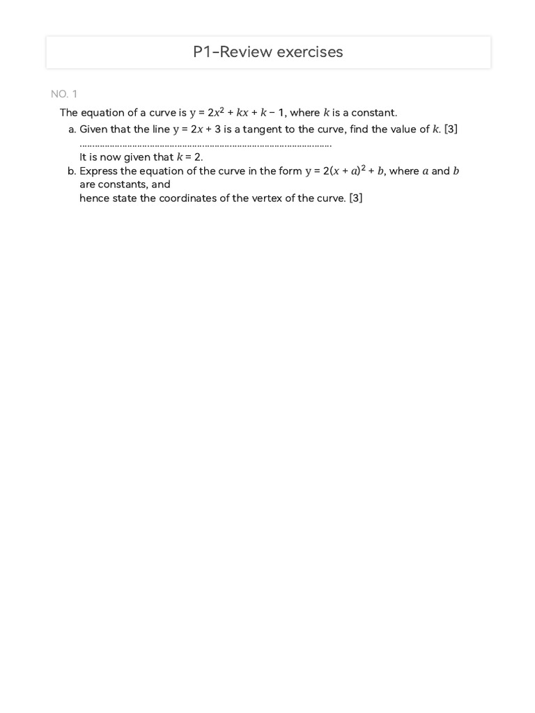 P1-Revew Exercises | PDF | Function (Mathematics) | Circle