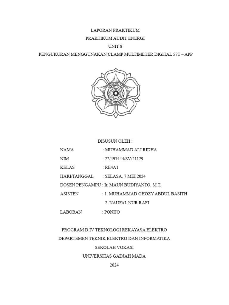 Muhammad Ali Ridha - 21129 - Unit 8 (Prak. Audit Energi) | PDF | Teknologi & Rekayasa