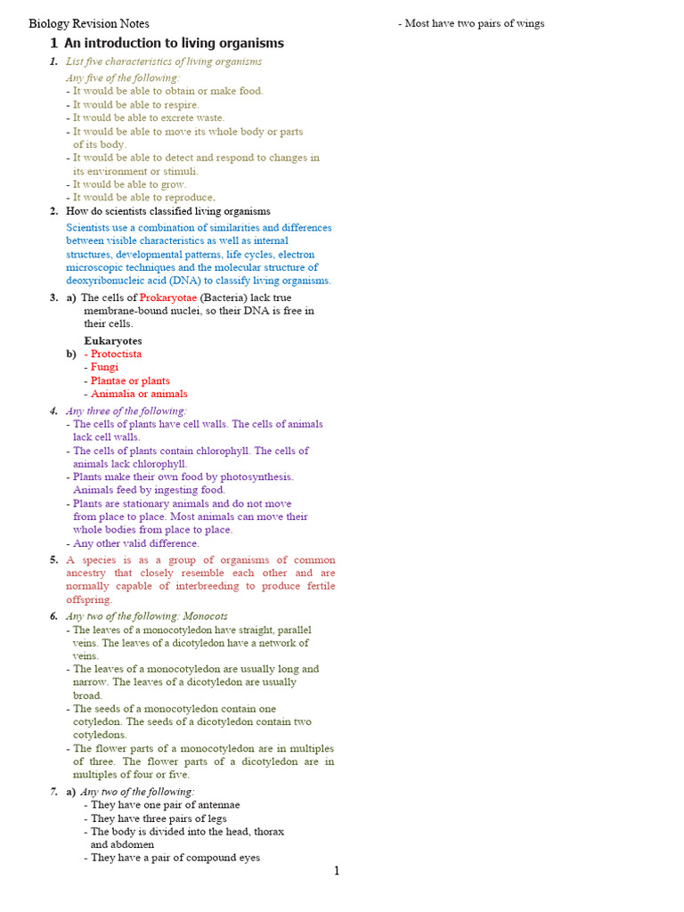 CSEC Biology Revision Guide Answers | PDF | Cellular Respiration ...