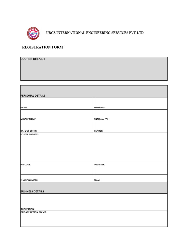 Urgs International Eng Registration Form | PDF | Career & Growth | Business