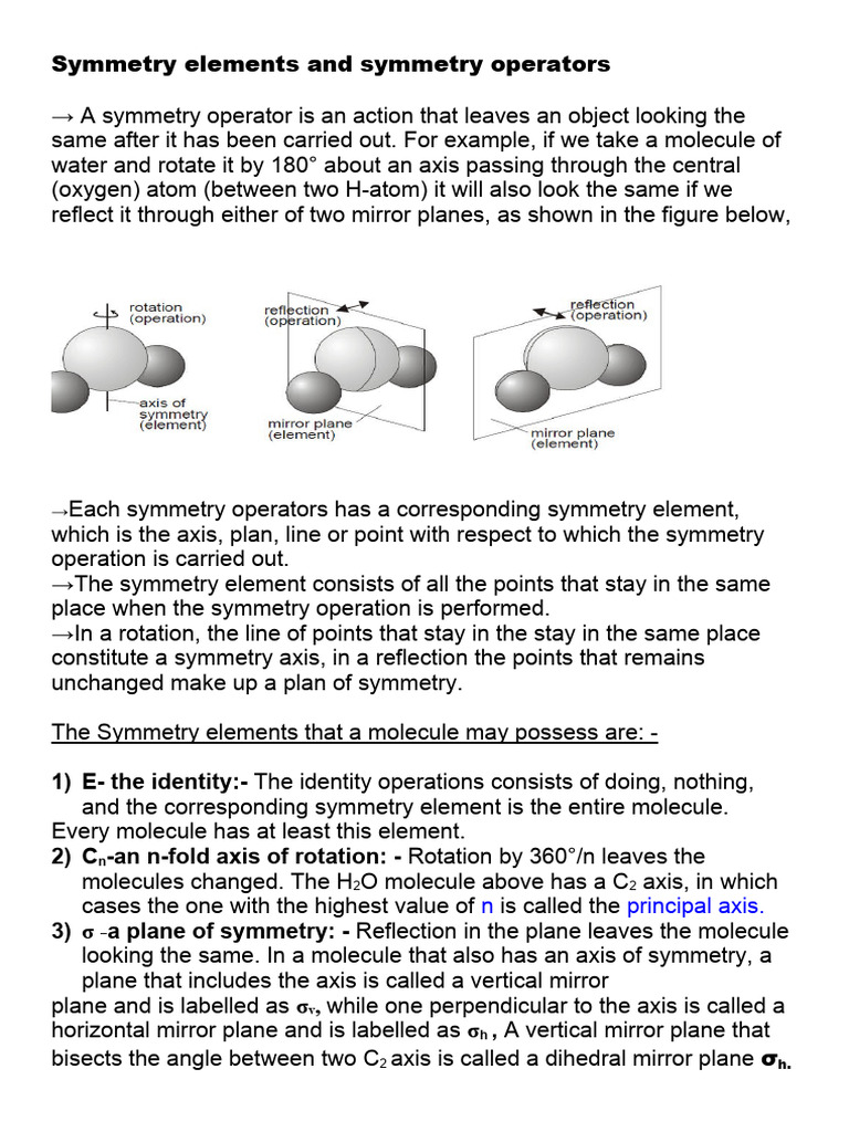 Symmetry Elements and Symmetry Operators | PDF