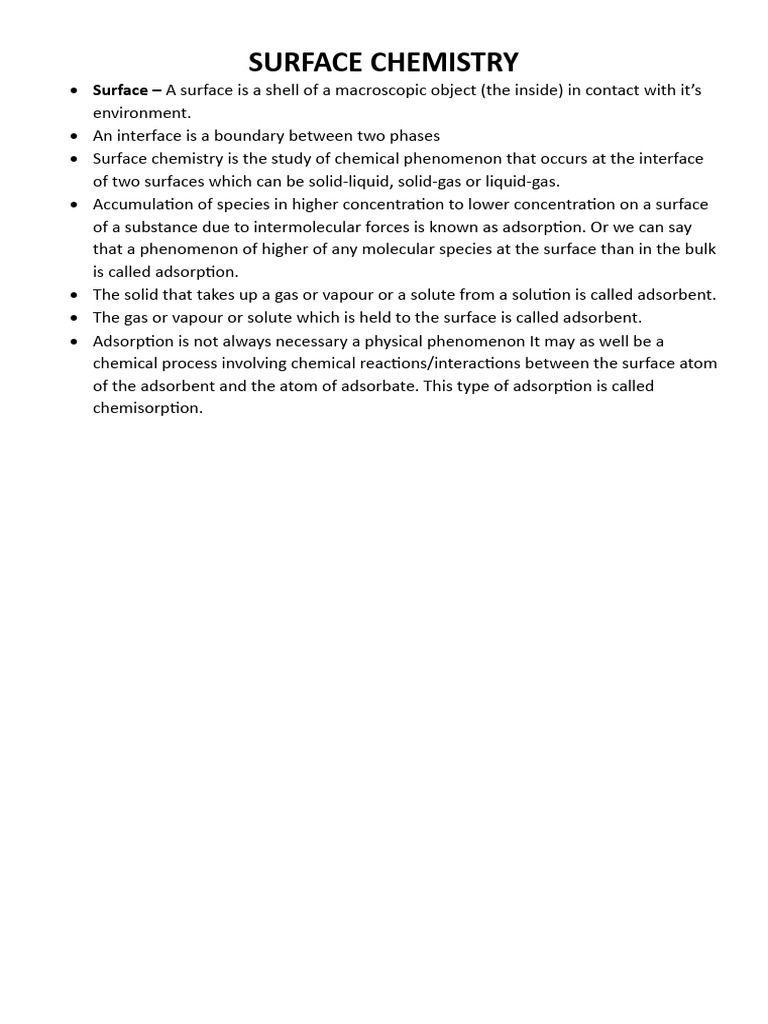 Surface Chemistry | PDF | Science & Mathematics