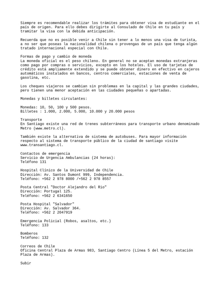 Como Vivir en Chile | PDF