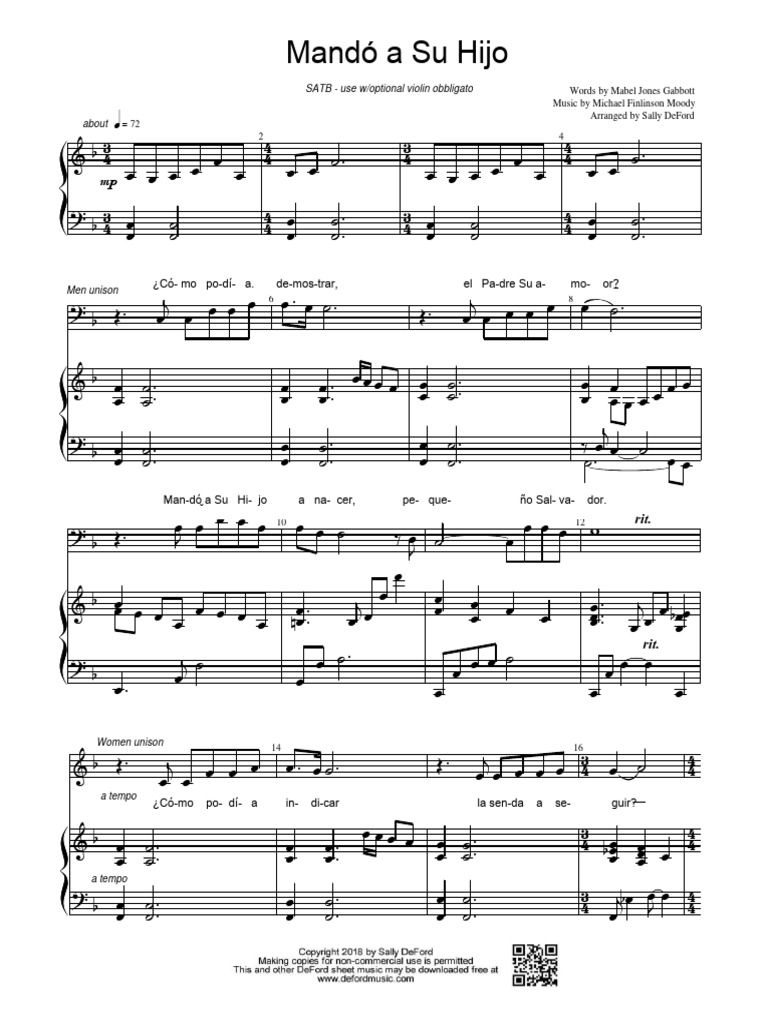 Mandó_a_Su_hijo_ | Download Free PDF | Vocal Music | Choral Music