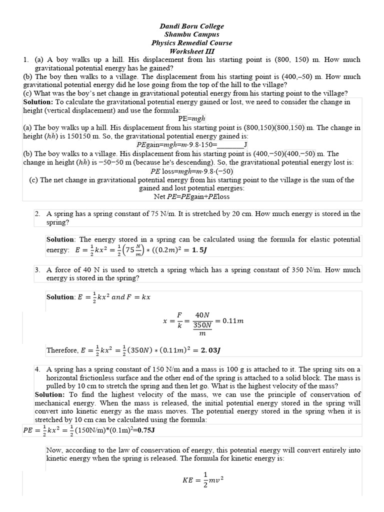 Work | PDF | Force | Potential Energy