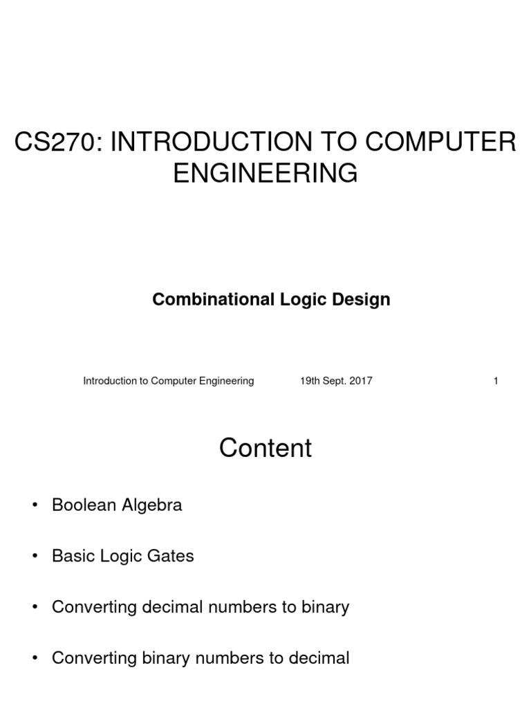 Combinational Logic Design 19th Sept. 2017 | PDF | Boolean Algebra ...