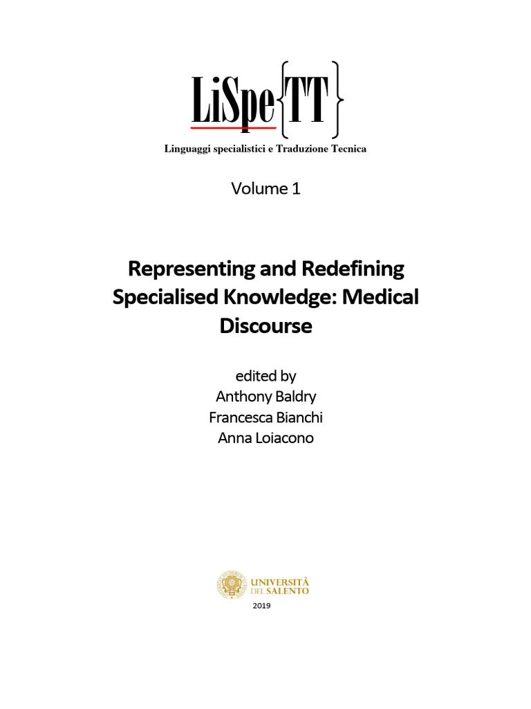 LiSpe (TT) - Representing & Defining Specialized Knowledge: Medical ...