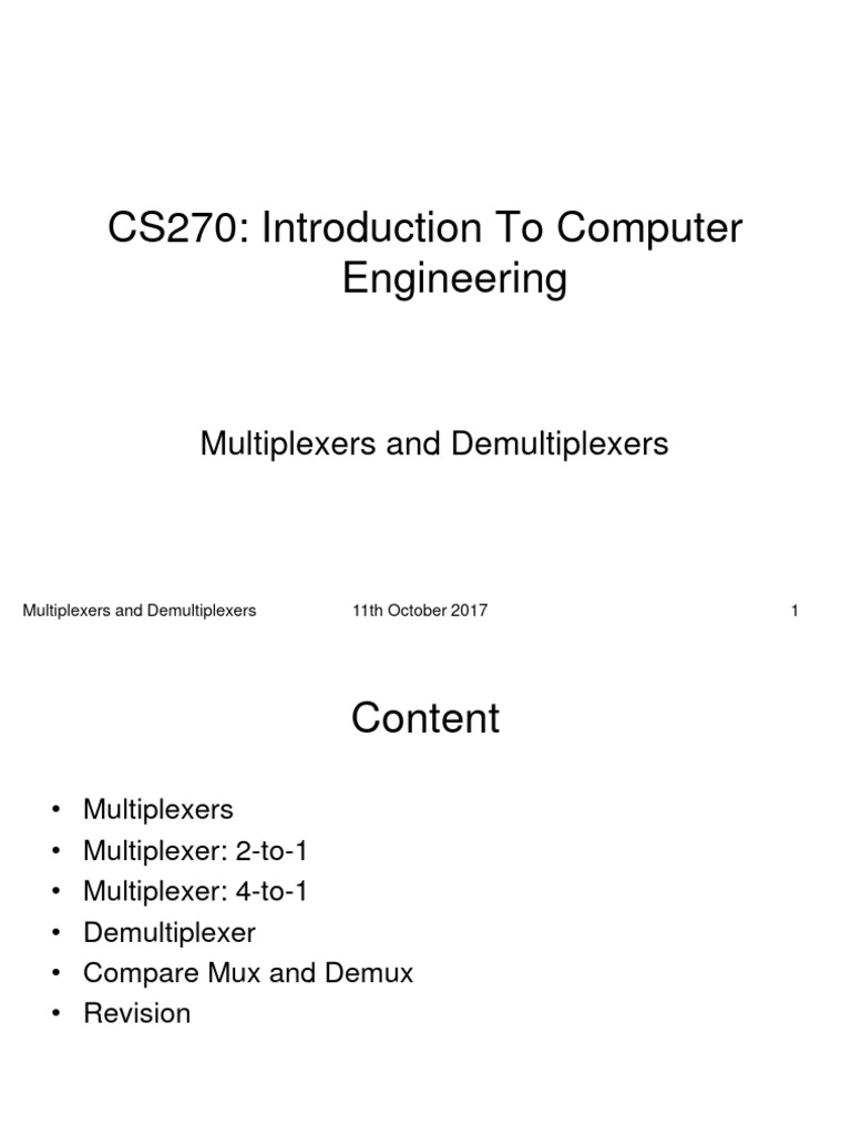 Multiplexers and Demultiplexers 11th Oct. 2017 | PDF | Digital ...