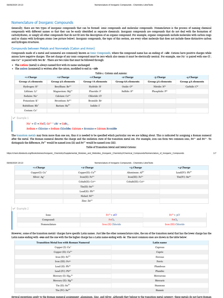 Nomenclature of Inorganic Compounds - Chemistry LibreTexts | Download ...