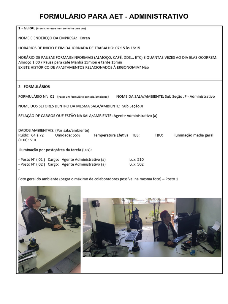 Formulário Aet Administrativo | PDF