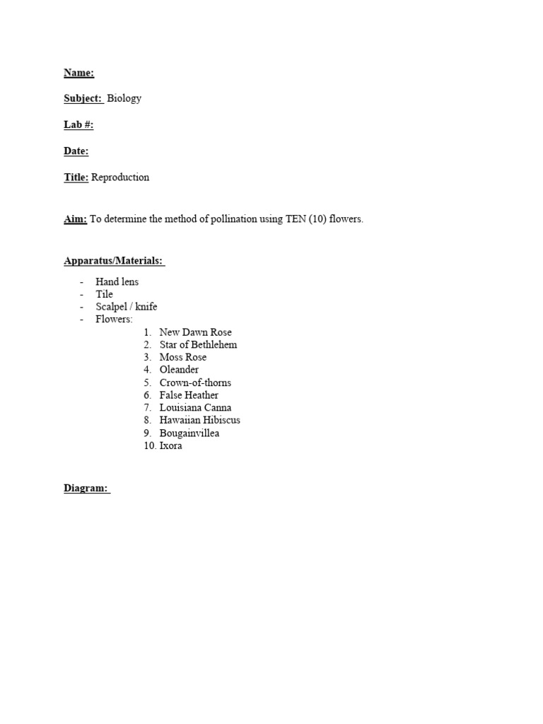 Past Reproduction Lab | PDF | Flowers | Petal