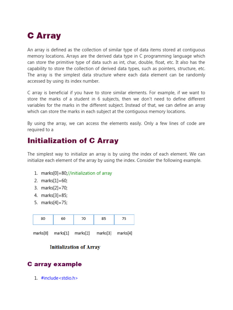 Initialization Of C Array Pdf Computing Computer Programming 9591