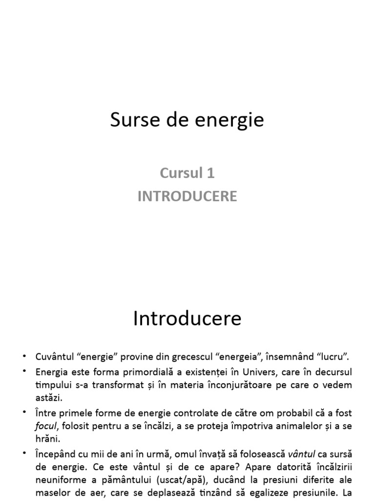 Cursul 1-Surse de Energie | PDF