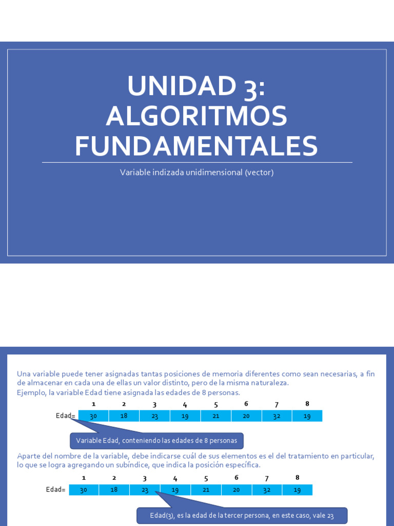 Clase 1 de La Unidad 3 | PDF | Variable (informática) | Programación de computadoras