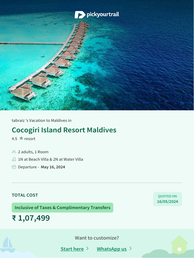 Cocogiri Island Resort Maldives: Start Here Whatsapp Us | PDF | Fee